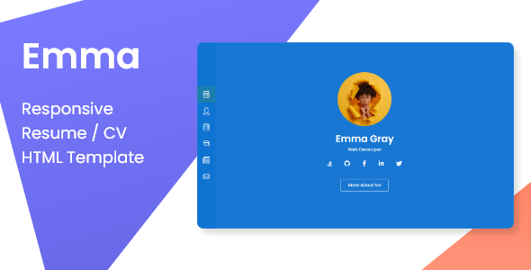 Emma - Creative and Responsive Resume / CV / vCard HTML Template ...